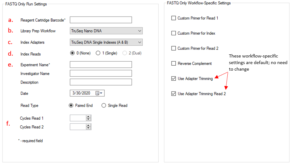 Anweisung zum Erstellen des Samplesheets für einen PhiX-Validierungslauf auf dem MiSeq-System ...